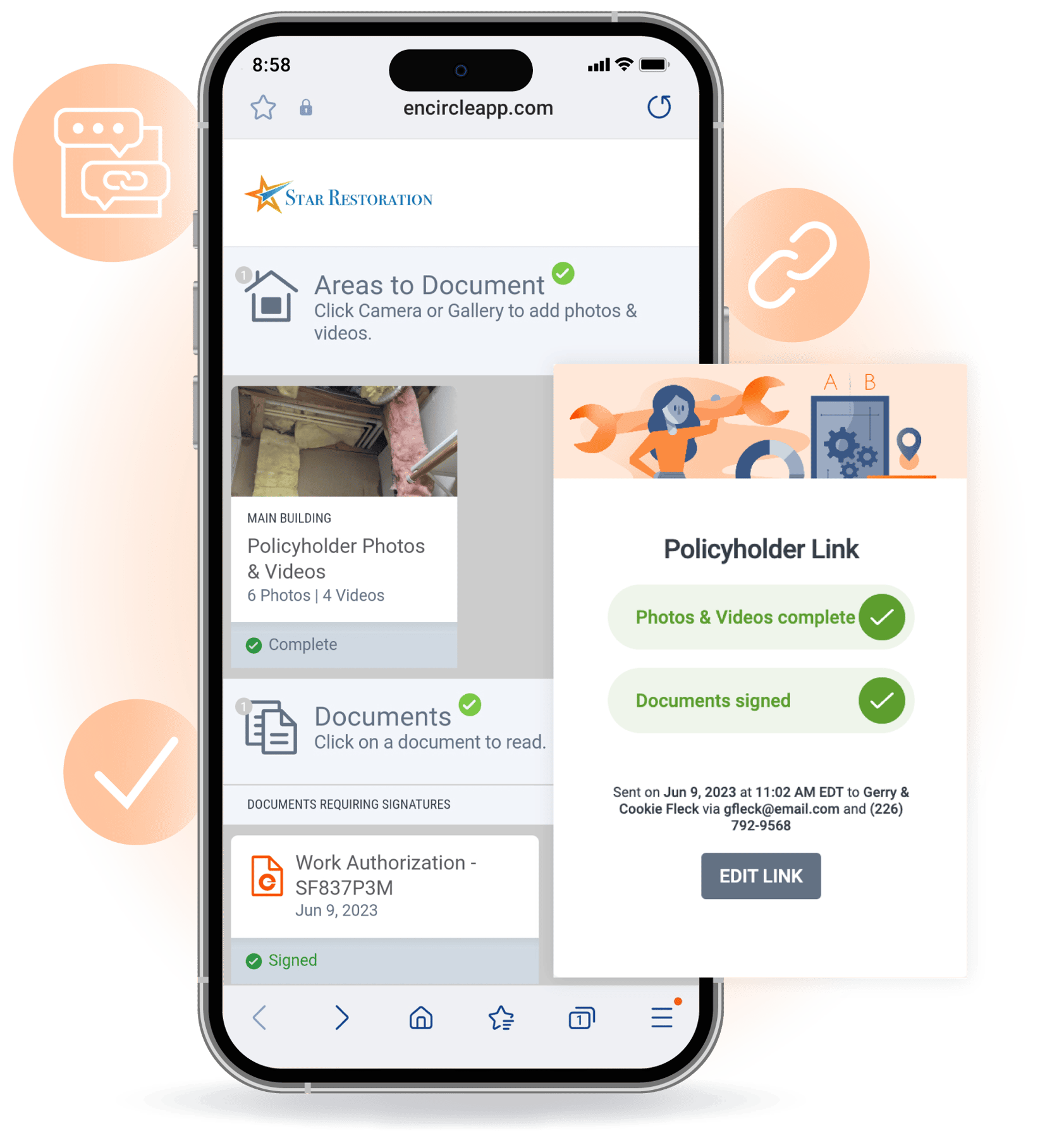 Encircle Link: Get photos, videos, and customer signatures remotely.