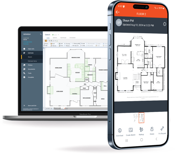 Get instant sketches with Xactimate and Encircle Floor Plan